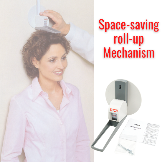 Scorpiamedimart. SECA 206: Space-Saving Roll-Up Measuring Tape with Wall Mount and Clear Display